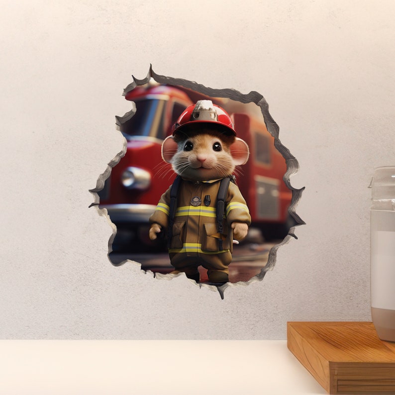 Firefighter Mouse Hole Decal - Etsy