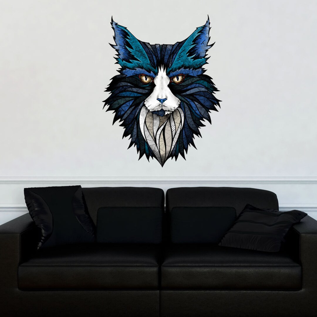 Blue Cat Wall Sticker Decal by Andreas Preis - Etsy