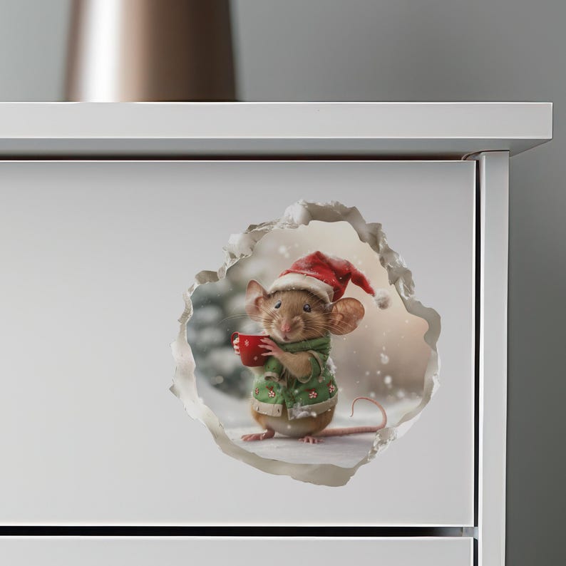 Christmas Hot Cocoa Mouse Hole Decal - Etsy
