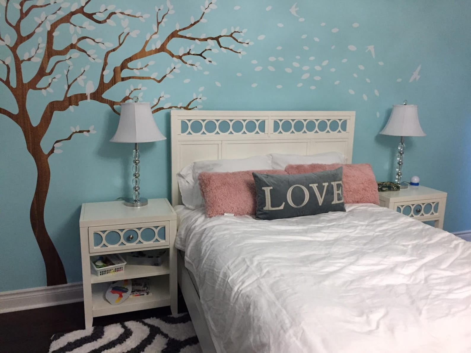 Breezy Tree Wall Decal and Bird Stickers in White and Wood Grain - Etsy