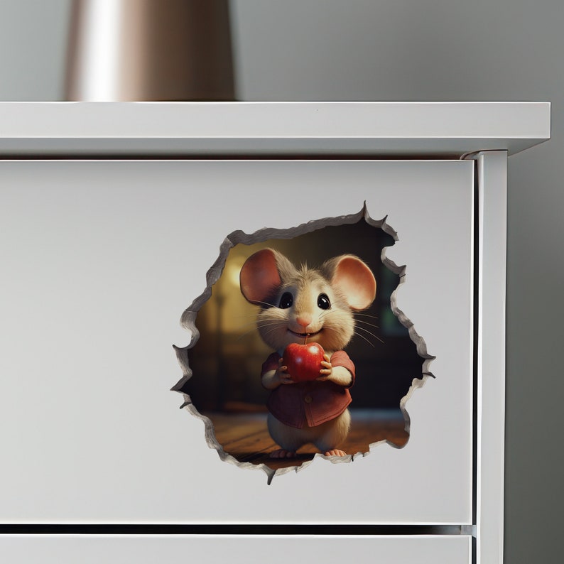 Apple Mouse Hole Decal - Etsy