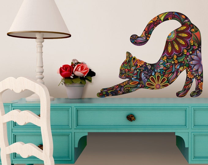 Cat Decals Set of 3 Cat Wall Stickers Peel and Stick | Etsy