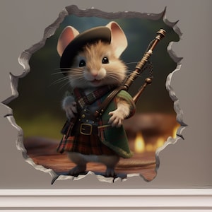 Scottish Mouse in Mouse Hole Decal Mouse Hole 3D Wall Sticker - Etsy