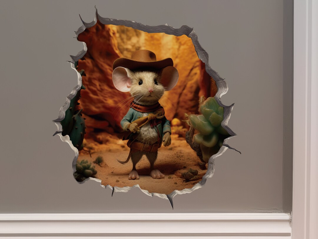Cowboy Mouse Hole Decal - Etsy