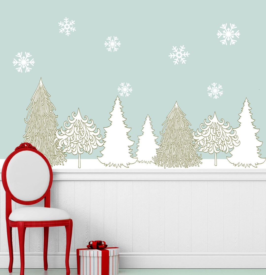 Winter Wonderland Decal Set - Holiday Wall Decor Stickers - Tree Decals ...
