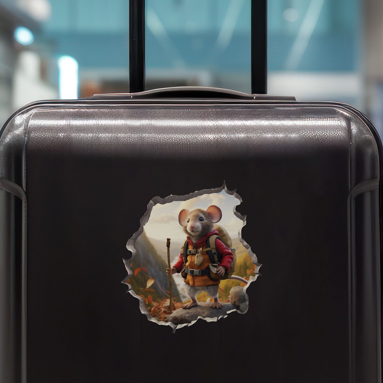 Autumn Hiker Mouse in Mouse Hole Decal Mouse Hole 3D Wall Sticker - Etsy