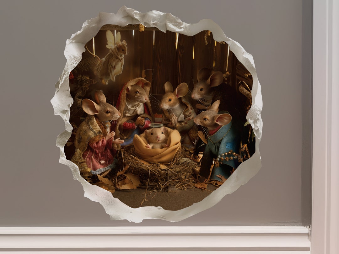 Christmas Nativity Mouse Hole Decal - Etsy