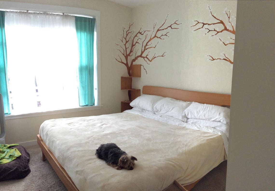 Breezy Tree Wall Decal and Bird Stickers in White and Wood Grain - Etsy
