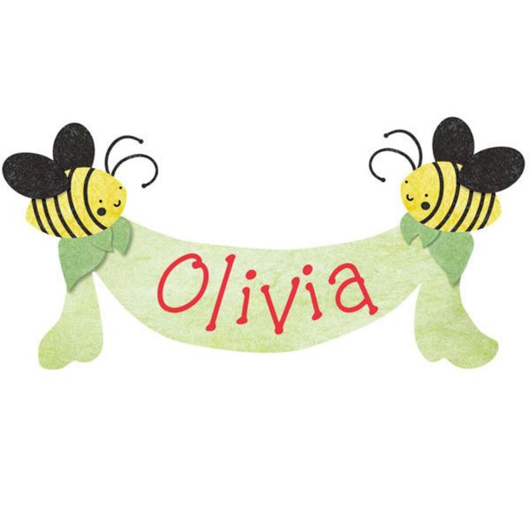 Personalized Bee Name Banner Wall Sticker for Girls Room (stk1039 ...