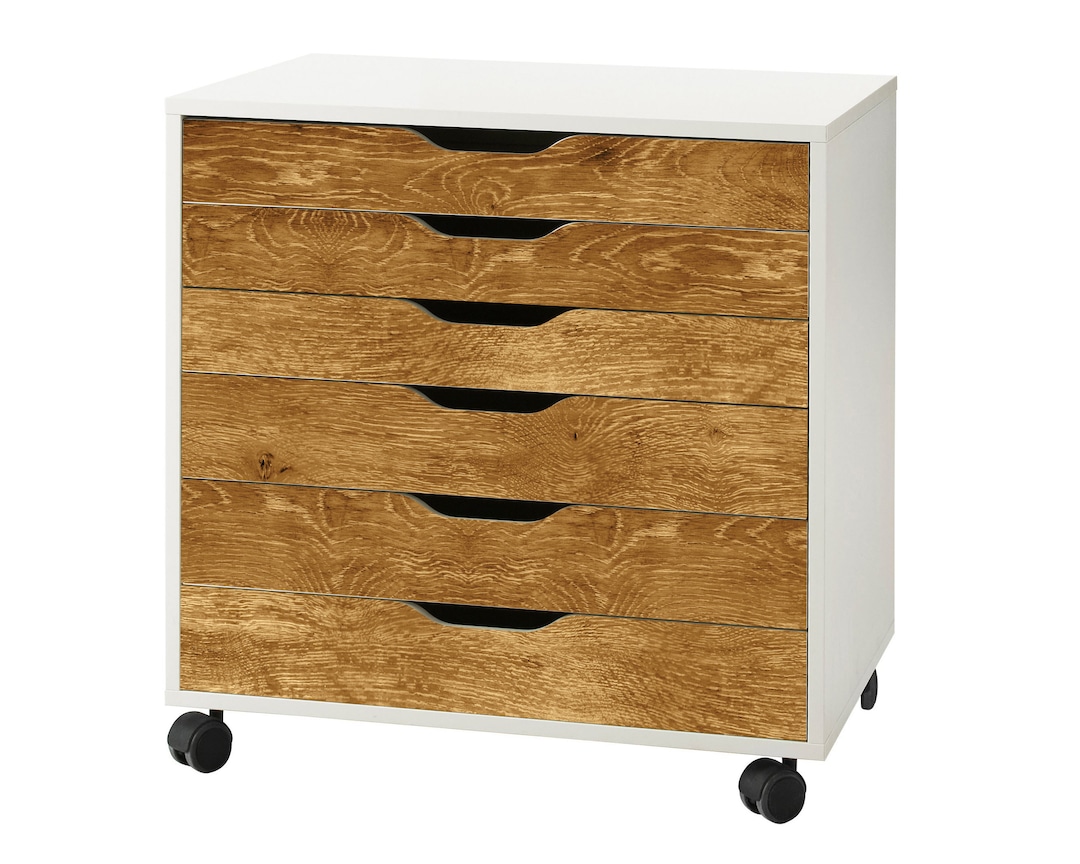 Golden Oak Wood Grain Decal Set for IKEA Alex Drawer Unit (furniture ...