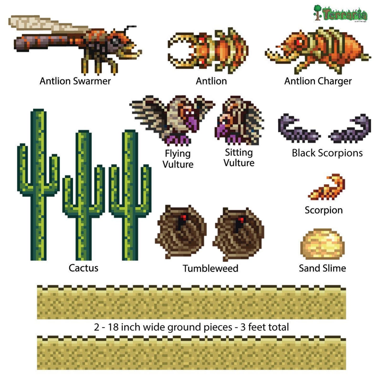 Terraria Desert Biome Add-on Wall Decal Set - Terraria Gift - Video ...