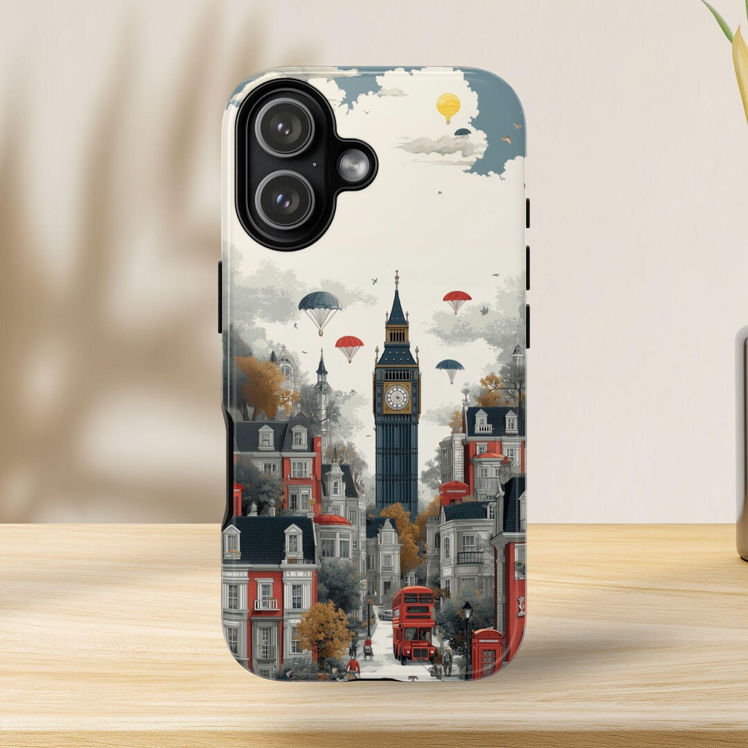 Whimsical London Phone Case - Big Ben Cityscape Art Dual Layer ...