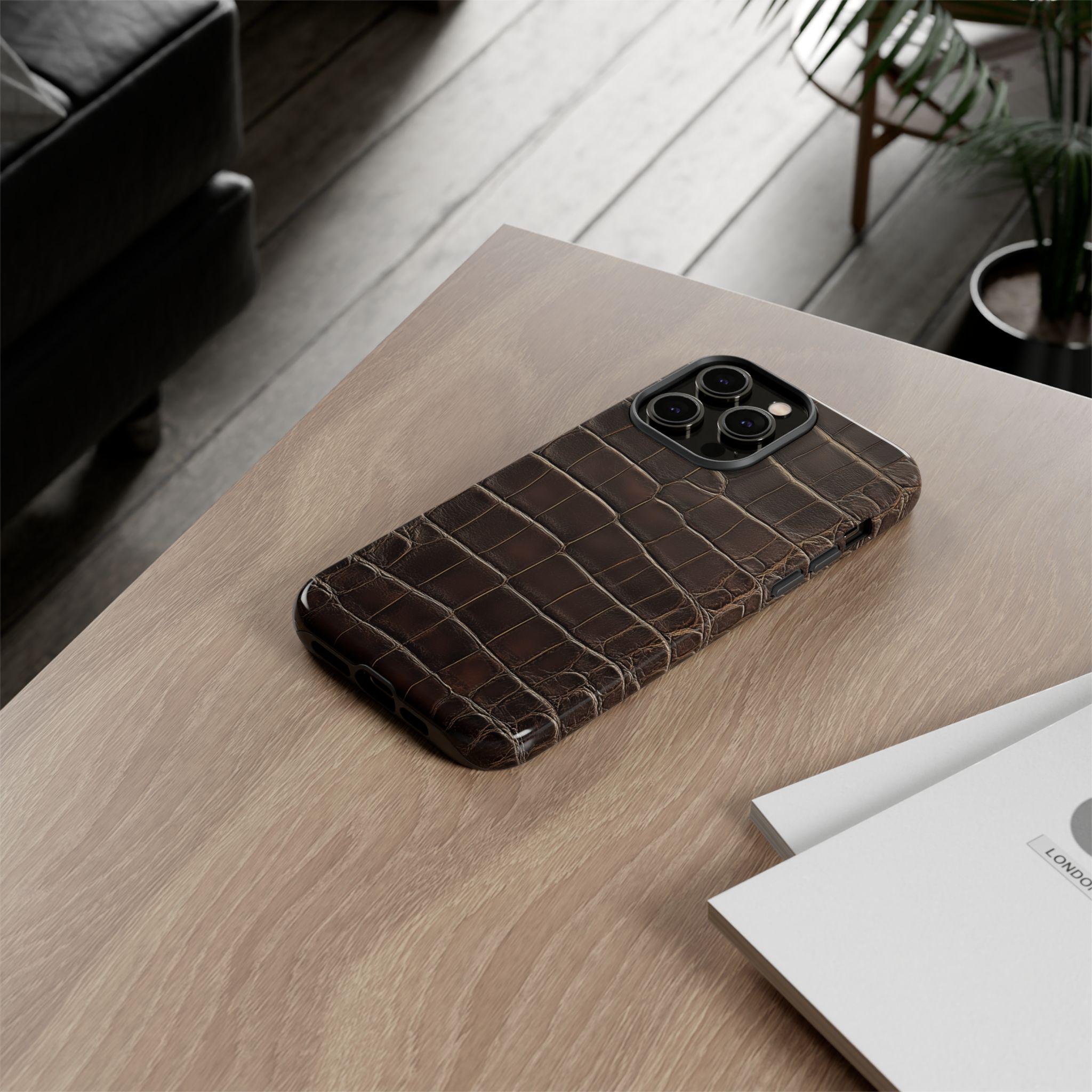 Crocodile Skin Phone Case | Luxury Brown Croc Texture iPhone Cover ...