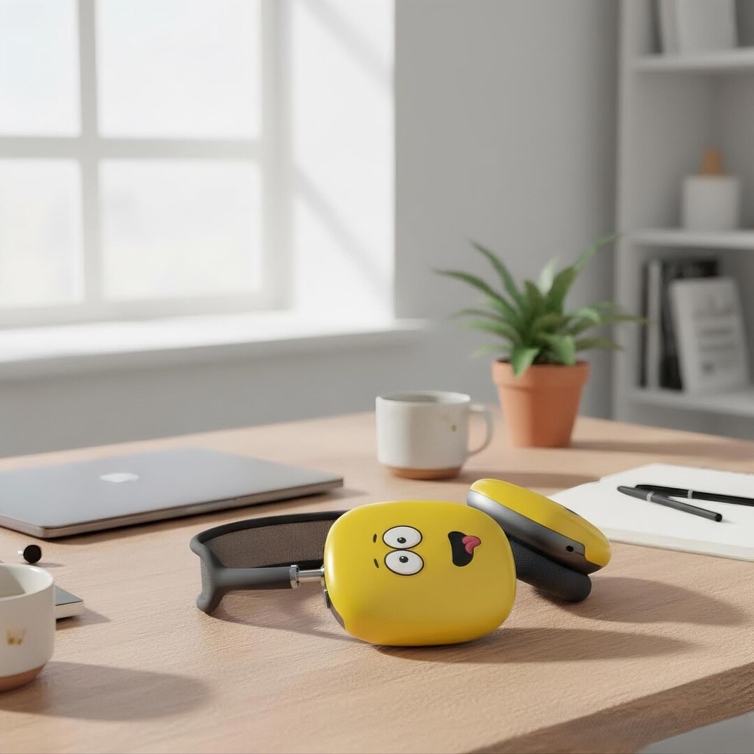 Silly Face Emoji AirPod Max Case | Yellow Tongue-out Design - Etsy
