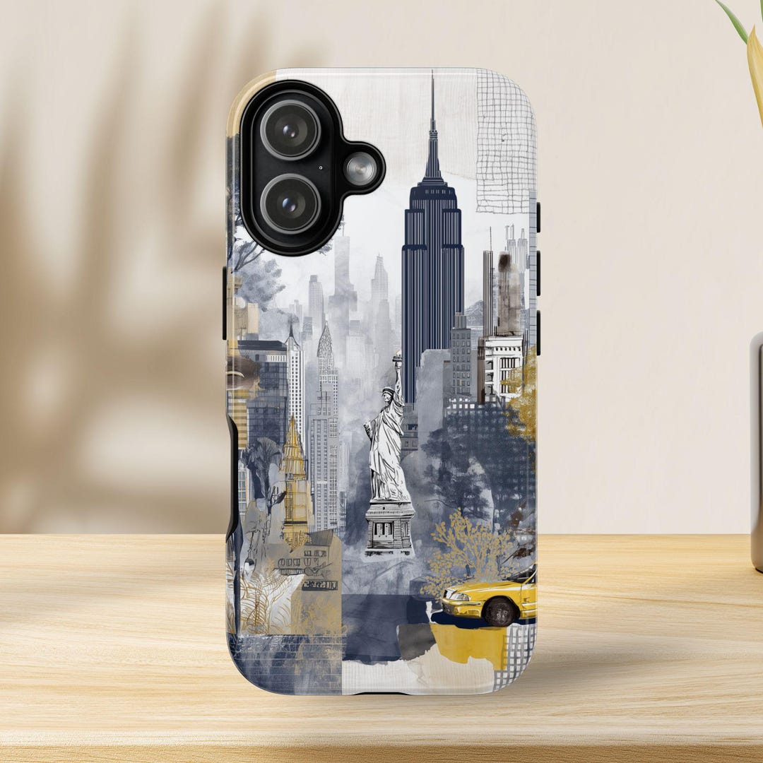 New York City Watercolor Phone Case - NYC Skyline Collage Protective ...
