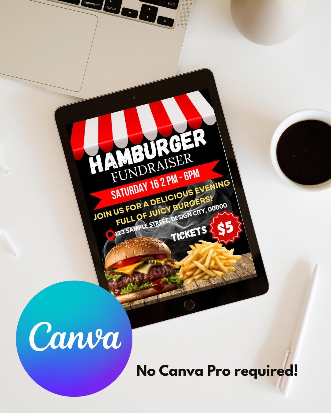 Cheeseburger Fundraiser Flyer: Editable BBQ Event Canva Template - Etsy