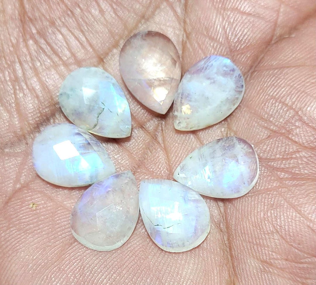 White Rainbow 10×14 Mm Pear Shape Checker Cut Cabochons for Jewelry ...
