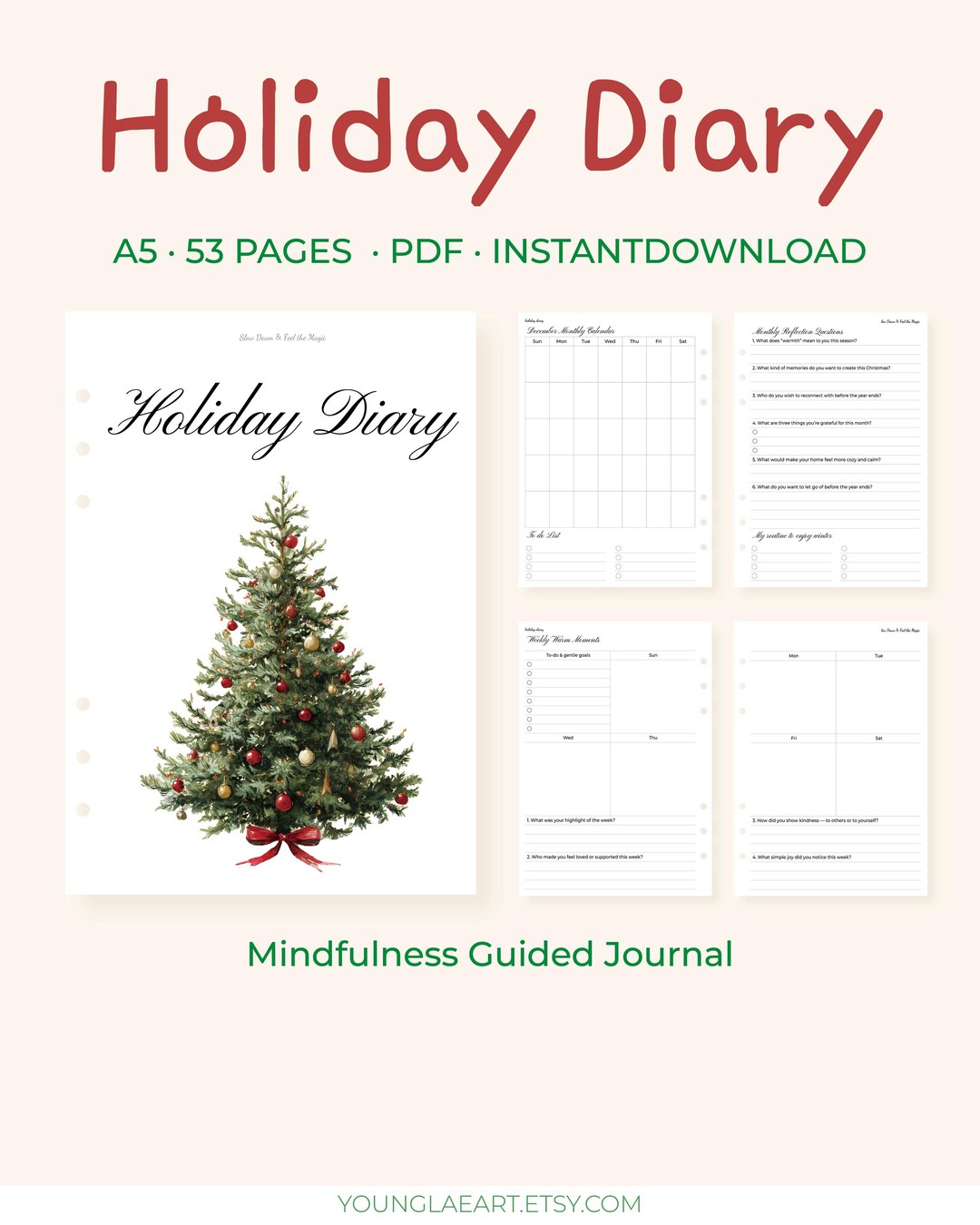 Holiday Diary | December Planner | Cozy Winter Journal With Mood ...