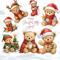 15 PNG Winter Bear Clipart - PNG Holiday Animal Illustration - Digital ...