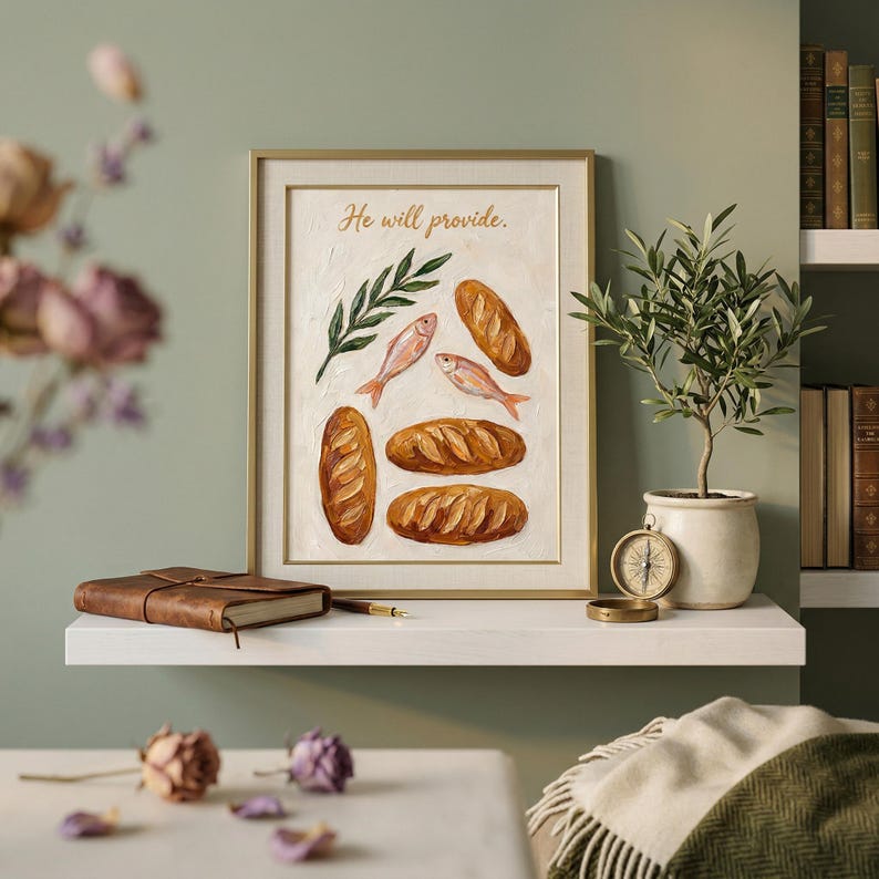 Fish and Loaves Print | He Will Provide | Daily Bread Print | Christian ...