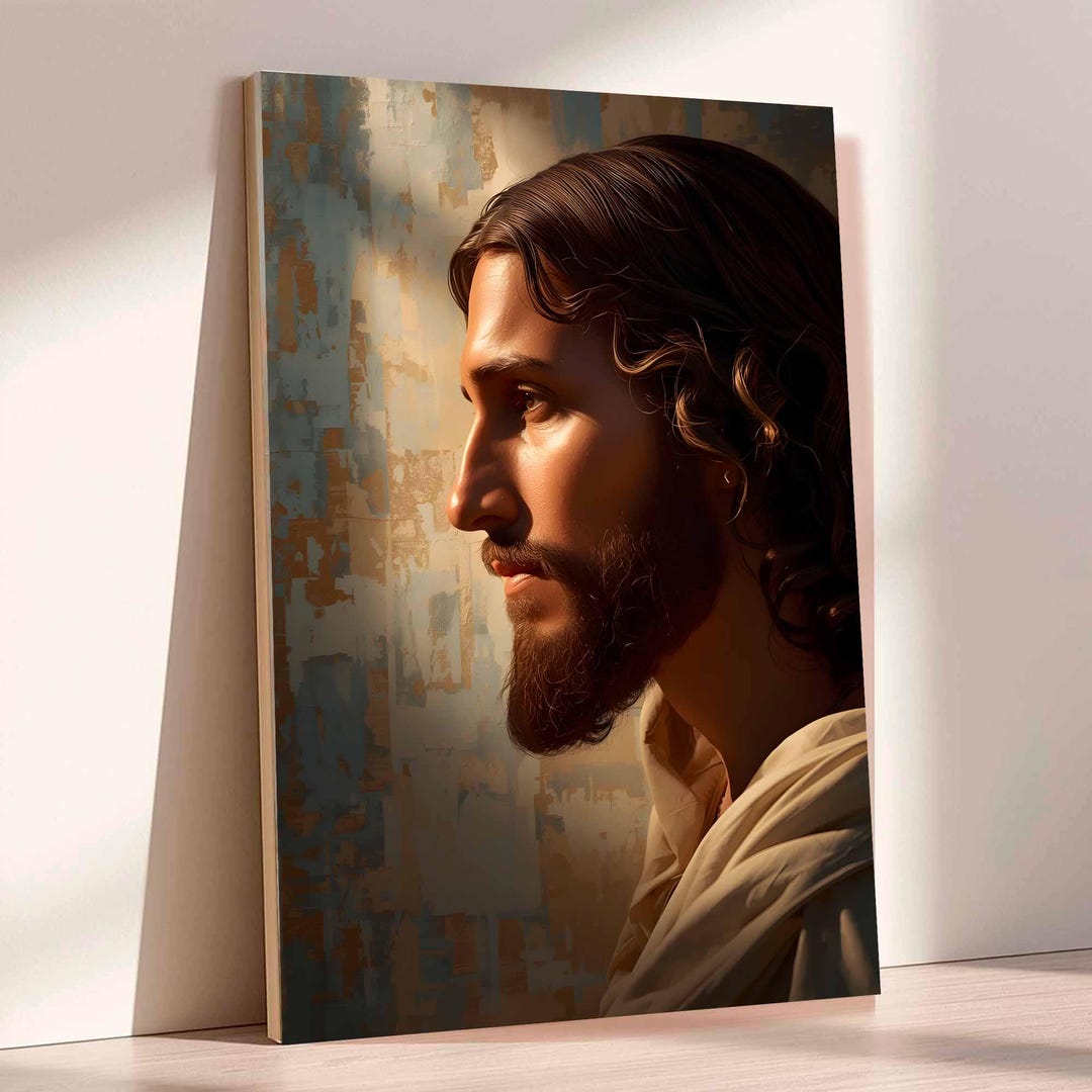 Jesus Christ Profile Portrait Canvas | Serene Side View With Divine ...