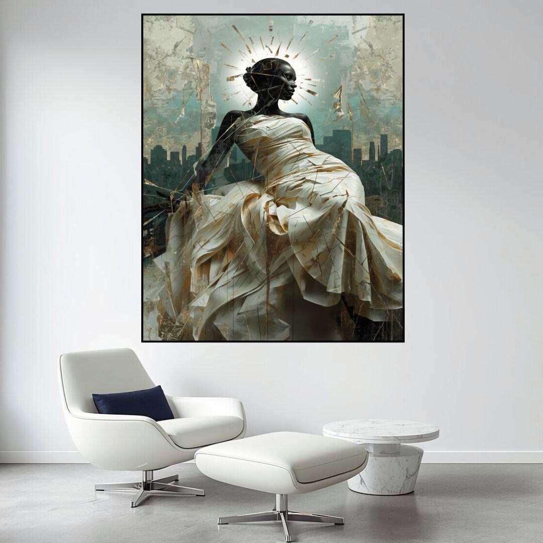 Dark Goddess Portrait Art: Shattered Divinity, Urban Cityscape (digital ...