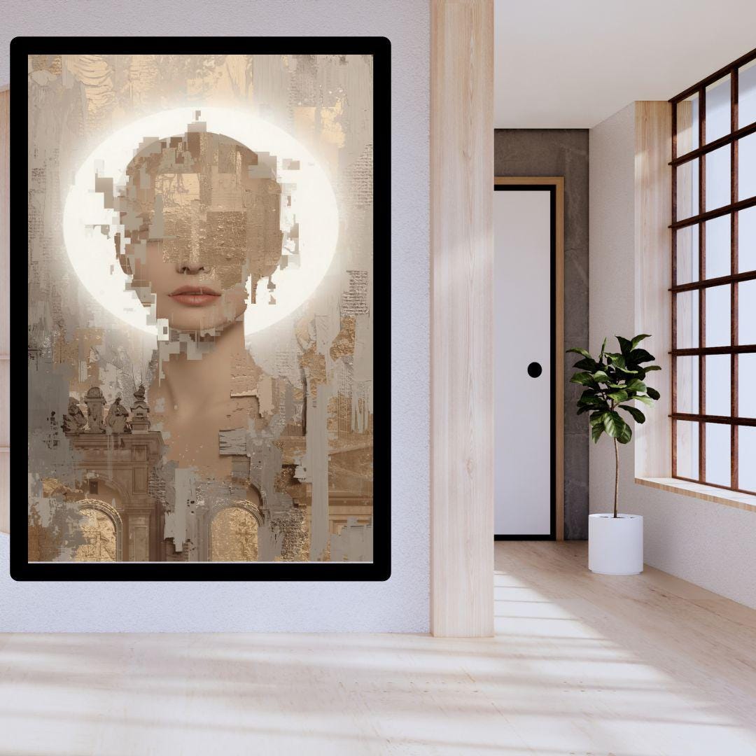 Gold Abstract Portrait: Pixelated Glam Art (digital Download) - Etsy