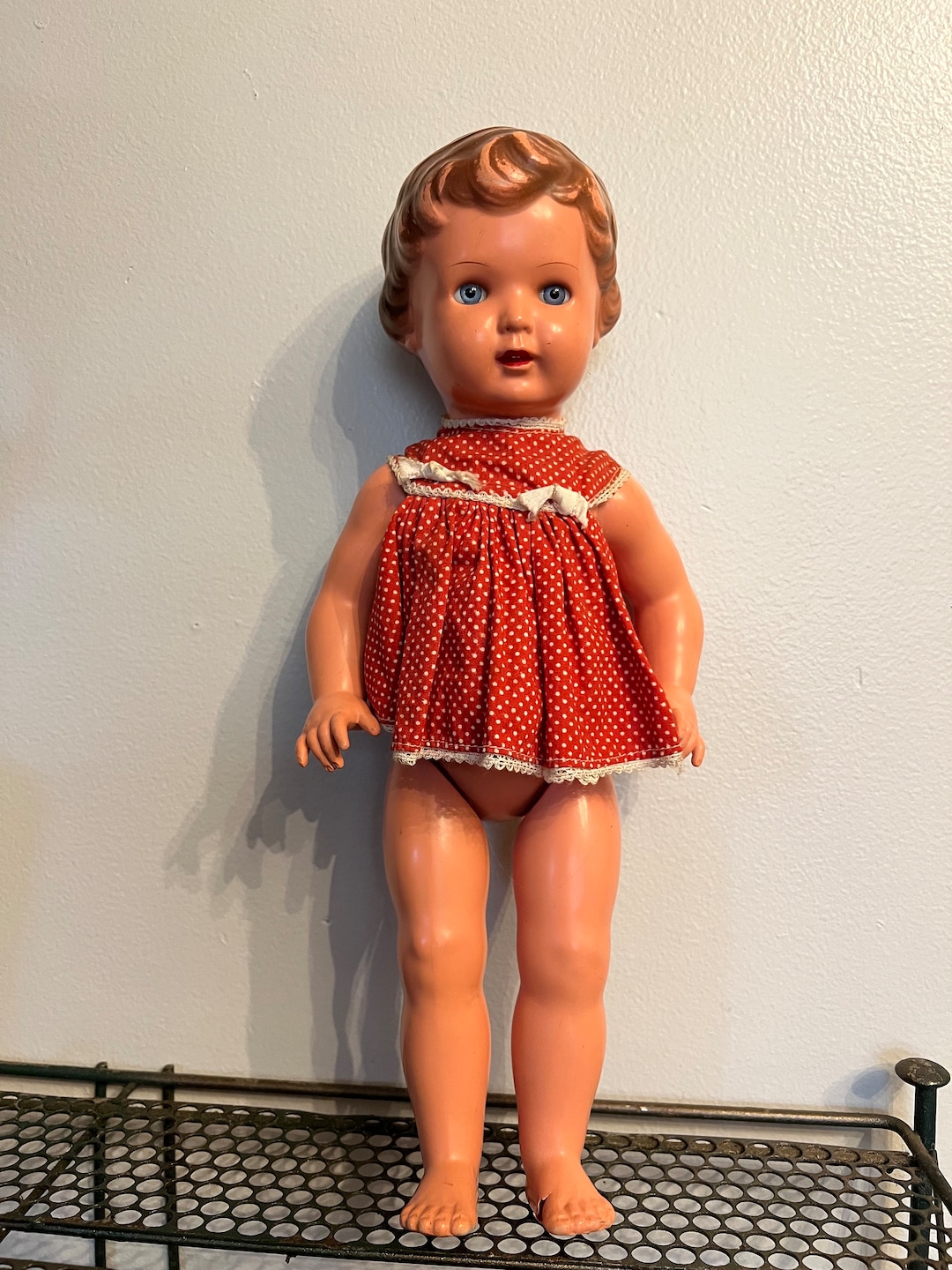 Vintage 15” Hard Plastic Celluloid Doll Marked Turtle 40 Schildkrot Blue Eyes - Etsy