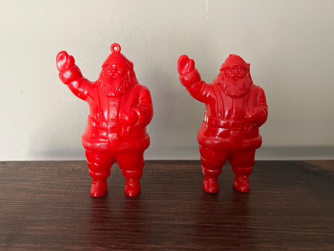 Vintage 1950s Red Plastic Santa Ornaments - Set of 2 - Etsy