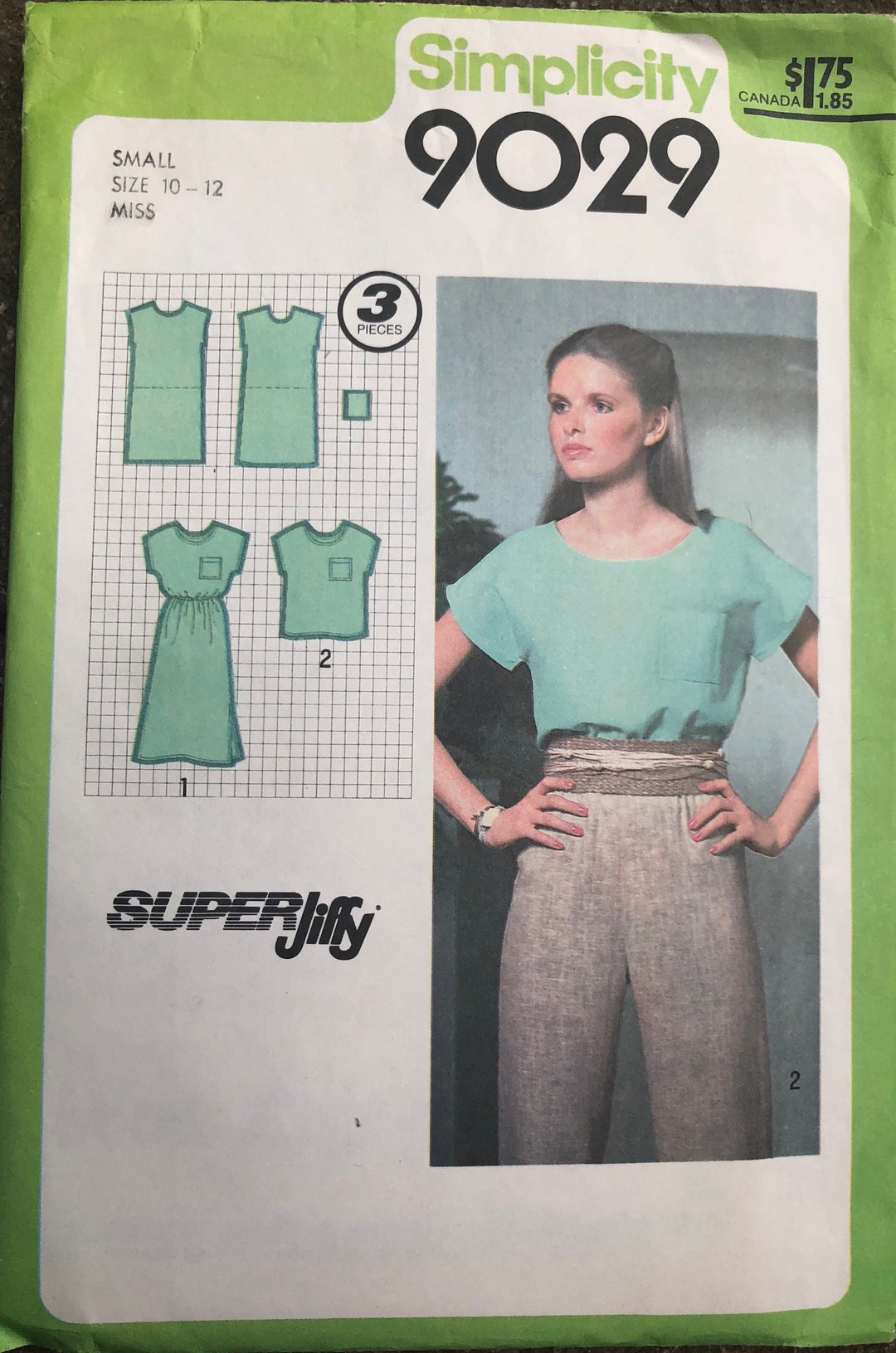 Vintage 1979 Simplicity 9029 Pullover Top and Dress Sewing Pattern Size ...