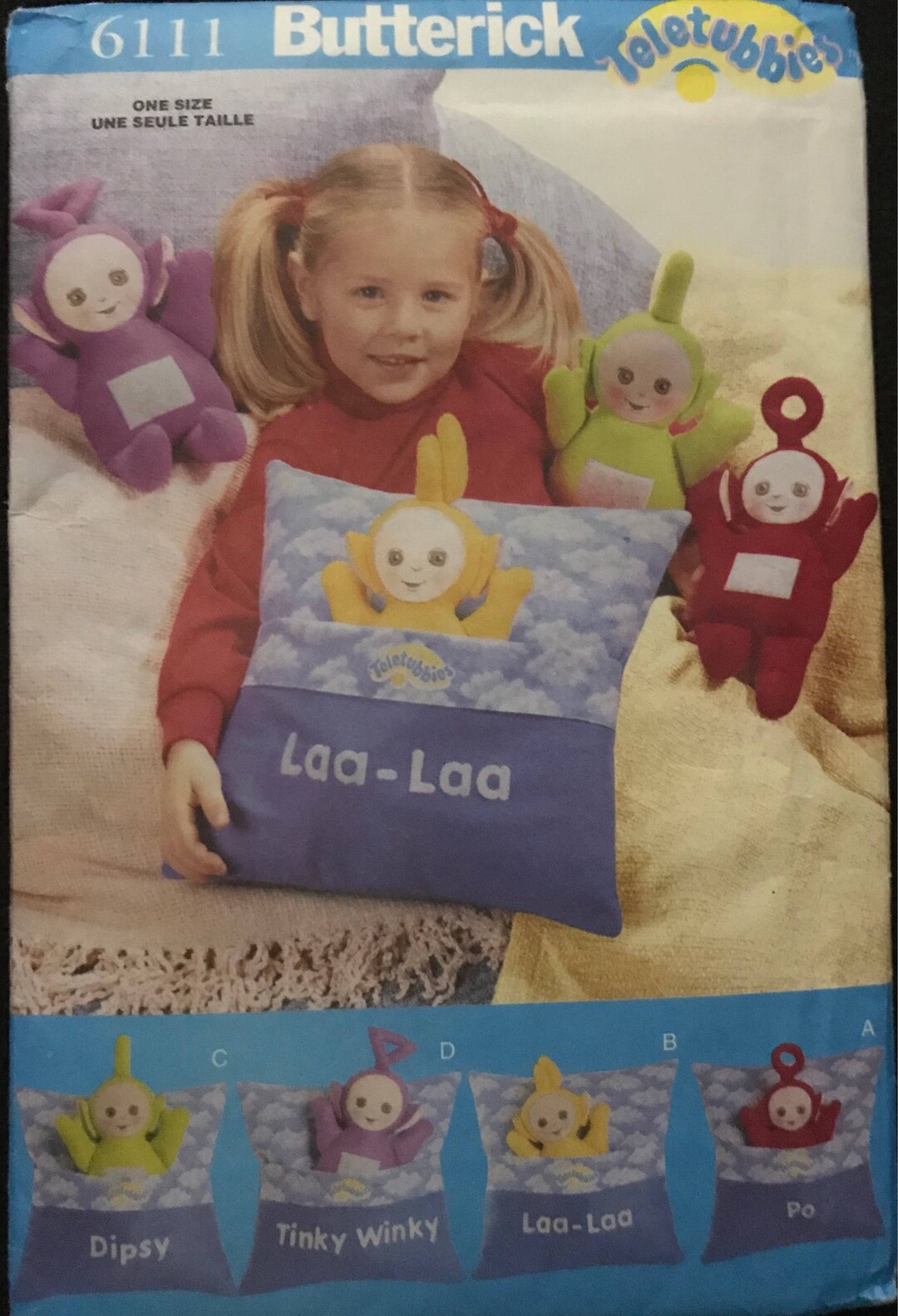 Vintage Butterick 6111 Teletubbies Pillow and Doll Craft Pattern Uncut ...