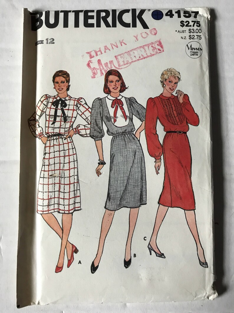 Vintage 80s Butterick 4157 Sewing Pattern / Vintage 80s Dress - Etsy