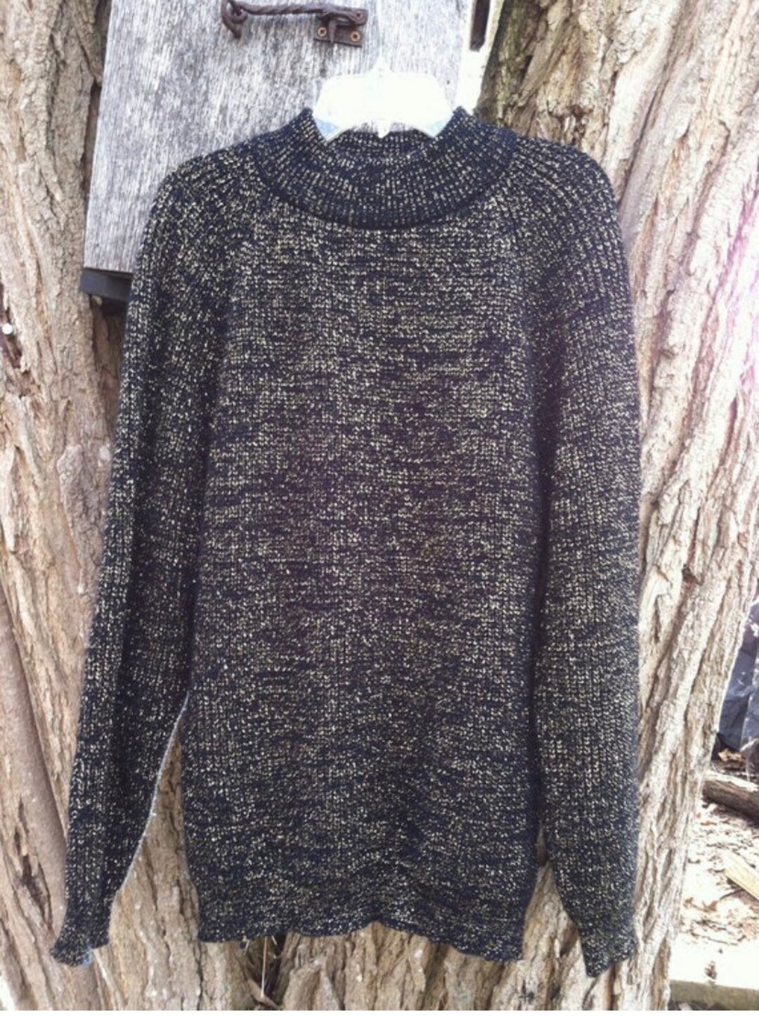 Vintage Gold and Black Metallic Sweater / Gold Vintage Hipster Sweater ...