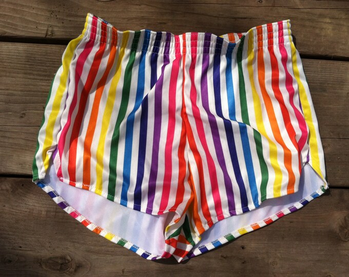 VTG Rainbow Striped Workout Running Shorts. - Etsy
