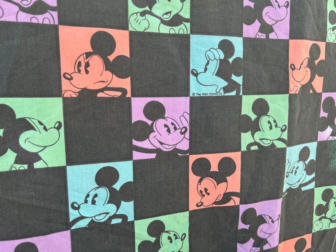 Vintage 90s Disney HTF Colorblock Mickey Mouse Double Flat Sheet by ...