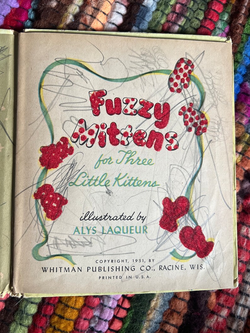 Vintage Fuzzy Mittens for Three Little Kittens /circa 1951 - Etsy