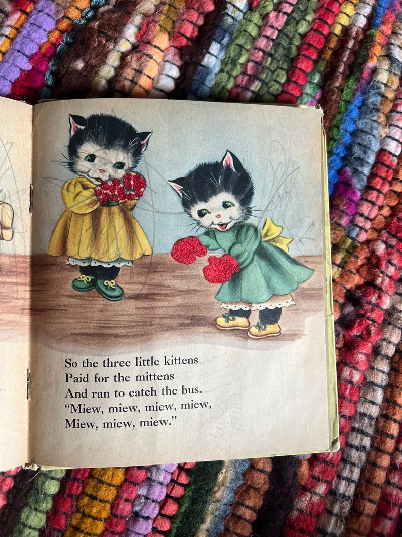 Vintage Fuzzy Mittens for Three Little Kittens /circa 1951 - Etsy