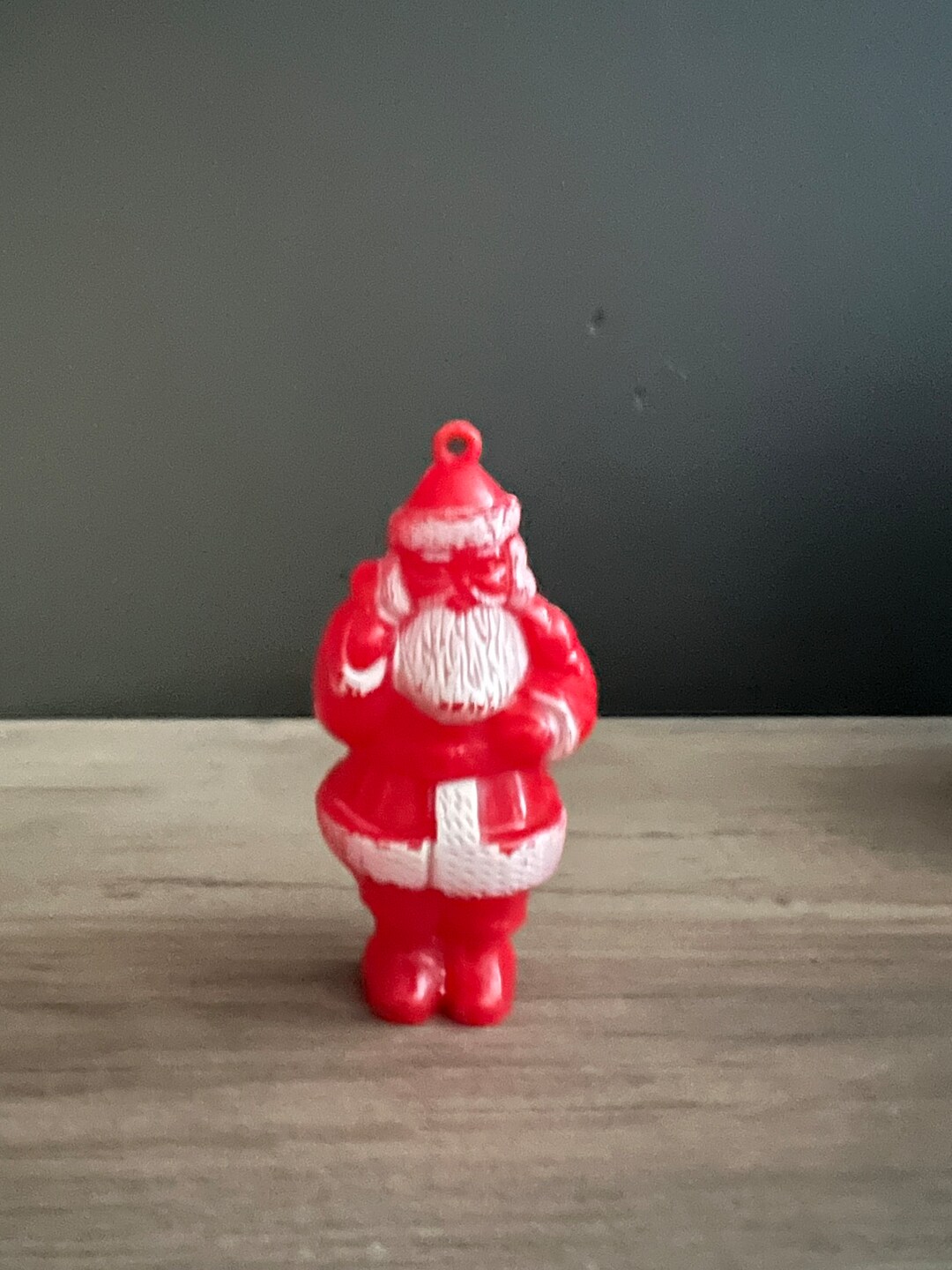 Vintage Christmas Ornament Red Hard Plastic Santa With Bag of Toys - Etsy