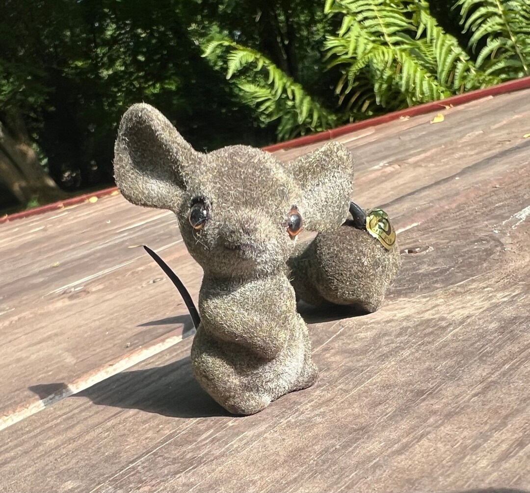 Set of 2 Small Flocked Gray Mice - Etsy