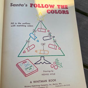 1969 Whitman Vintage Coloring Book Santa’s Follow the Colors Uncolored ...