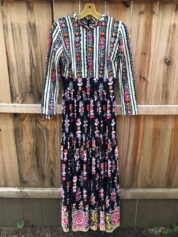 Vintage annees 70 Funky Nancy Greer New York Floral Maxi Dress Hippie Floral Maxi Dress Etsy France