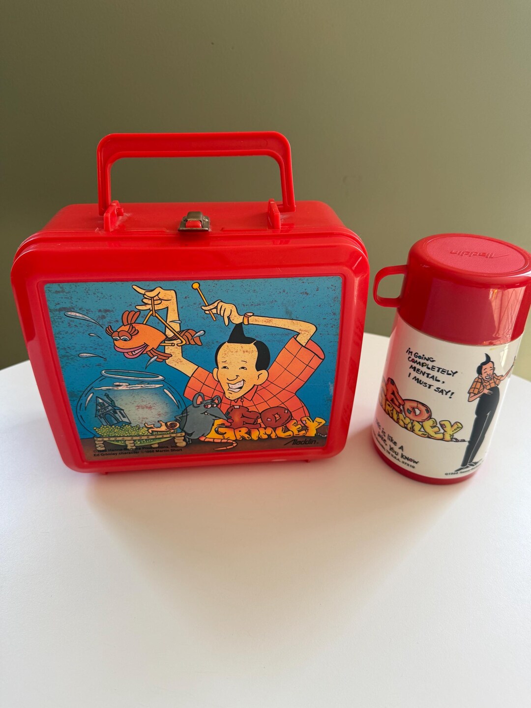 Vintage 1988 Ed Grimley Aladdin Plastic Lunchbox Lunch Box W Thermos ...