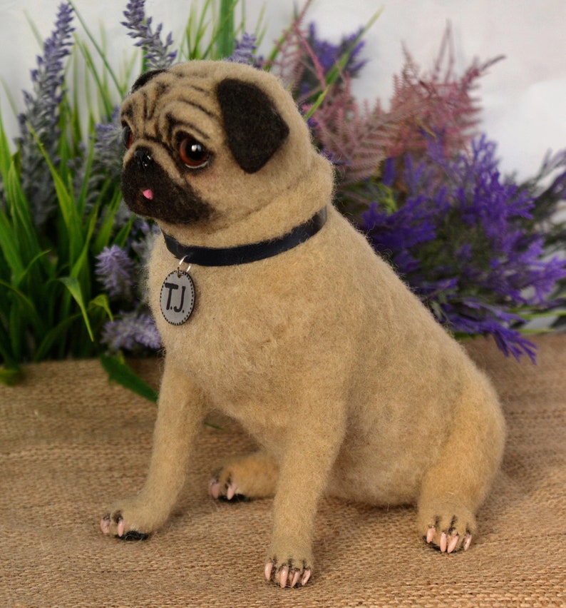 Pug Artist Needle Felted Dog Sculpture Memory pet Portrait Dog | Etsy