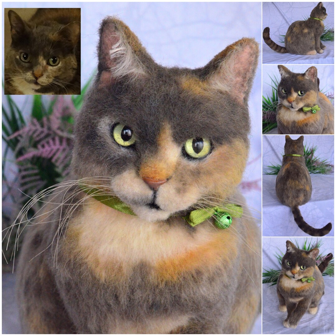 Needle Felted Cat Sculpture Calico Cat Red Cat Ginger Kitty - Etsy