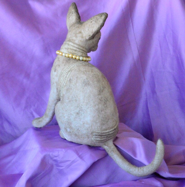 Needle Felted Sphynx cat Sculpture Memory Pet Portrait Wool | Etsy