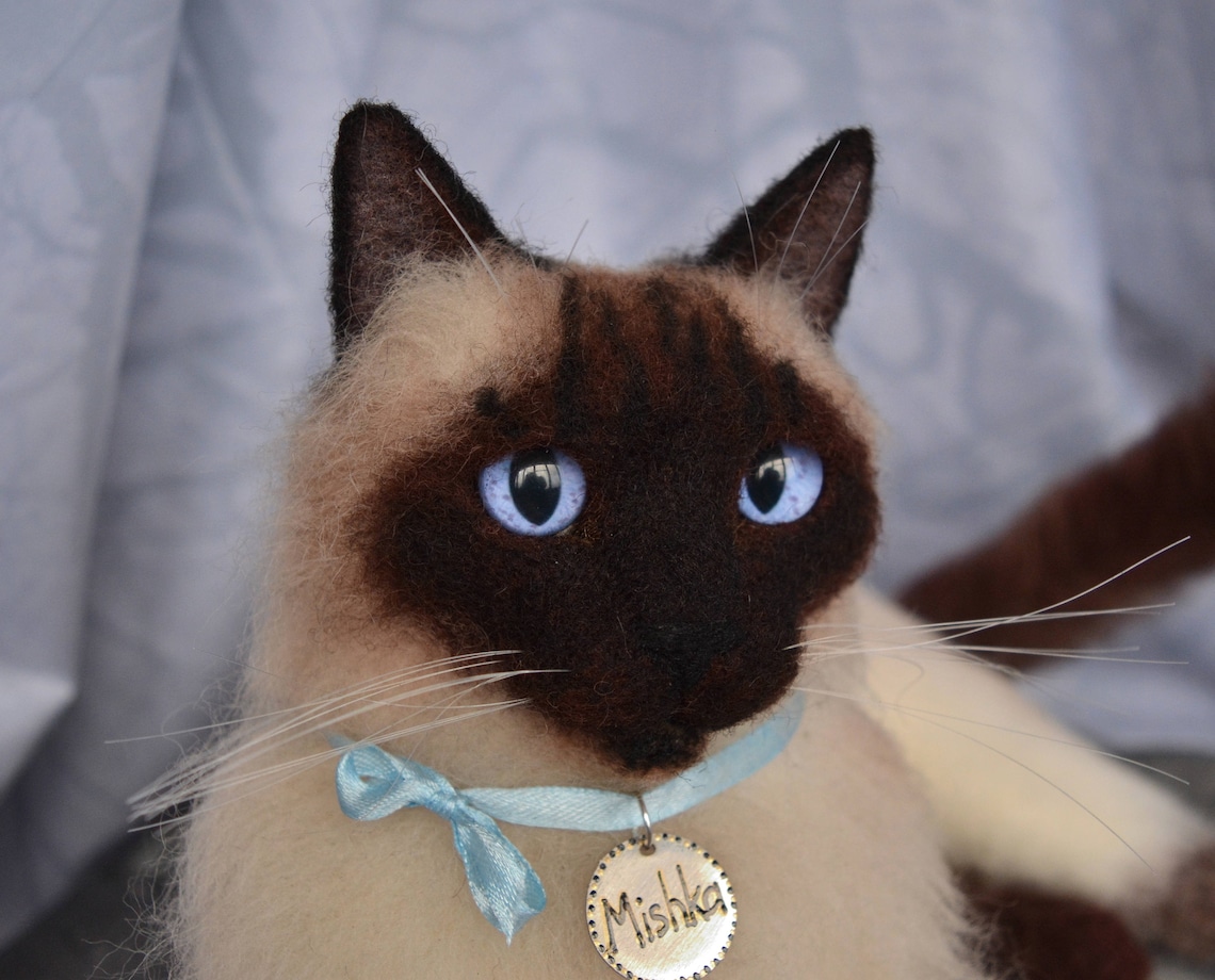 Needle Felted Siamese Cat Sculpture Memory Pet Portrait - Etsy