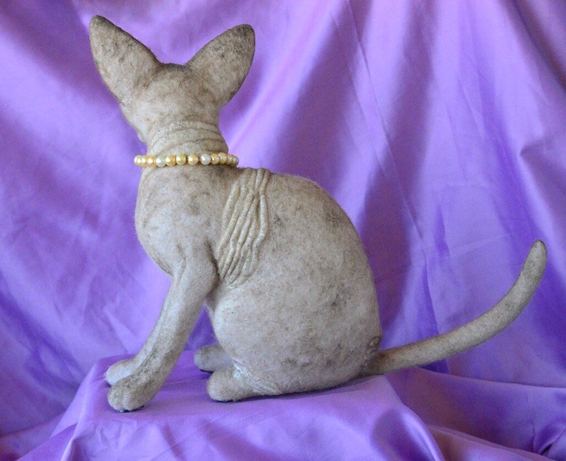 Needle Felted Sphynx Cat Sculpture Memory Pet Portrait Wool - Etsy