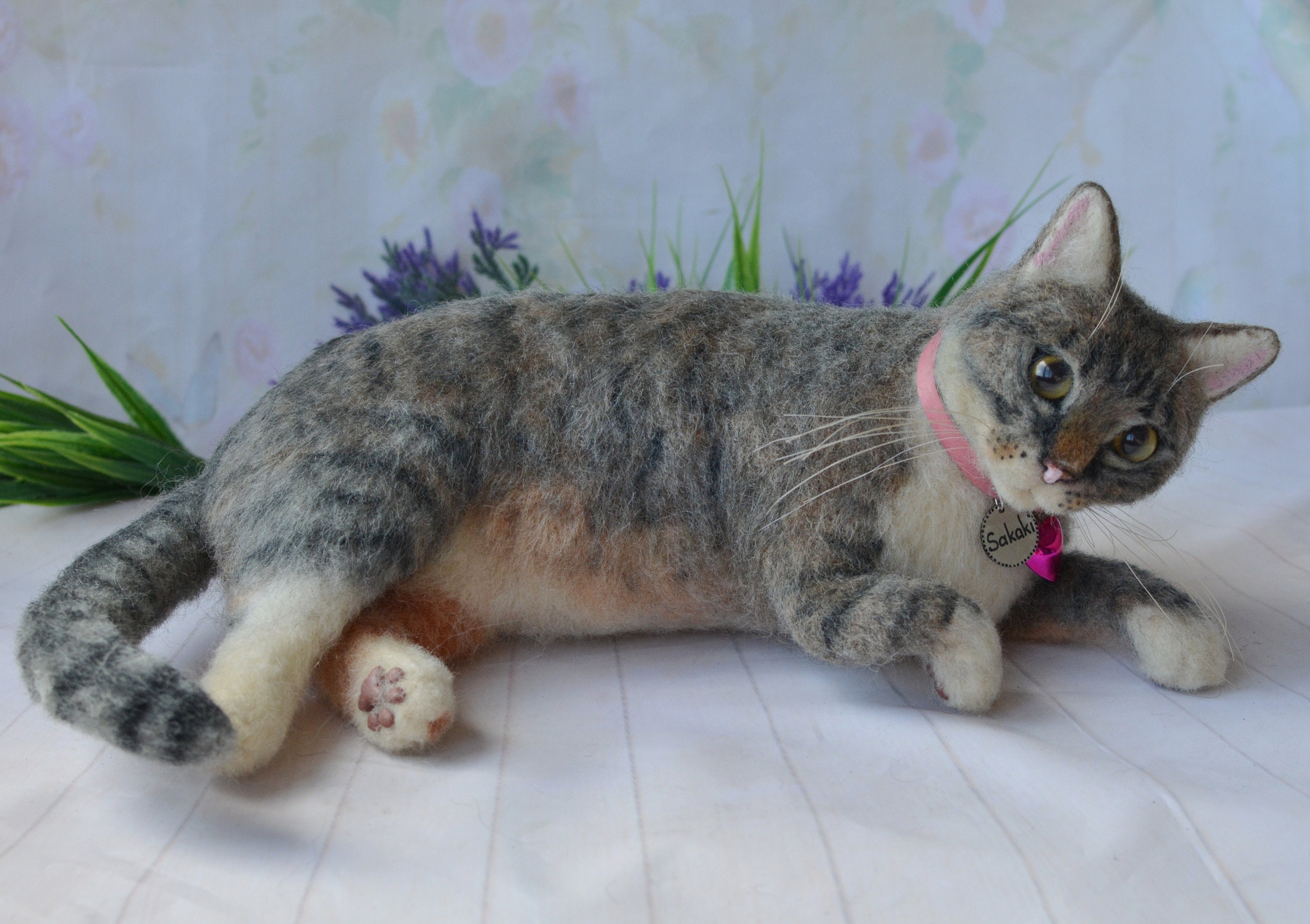 Needle Felted Tabby cat Custom Pet Sculpture Memory Pet | Etsy