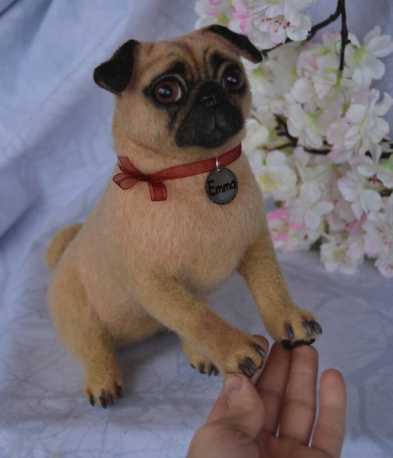Pug Artist Needle Felted Dog Sculpture Memory Pet Portrait Dog - Etsy