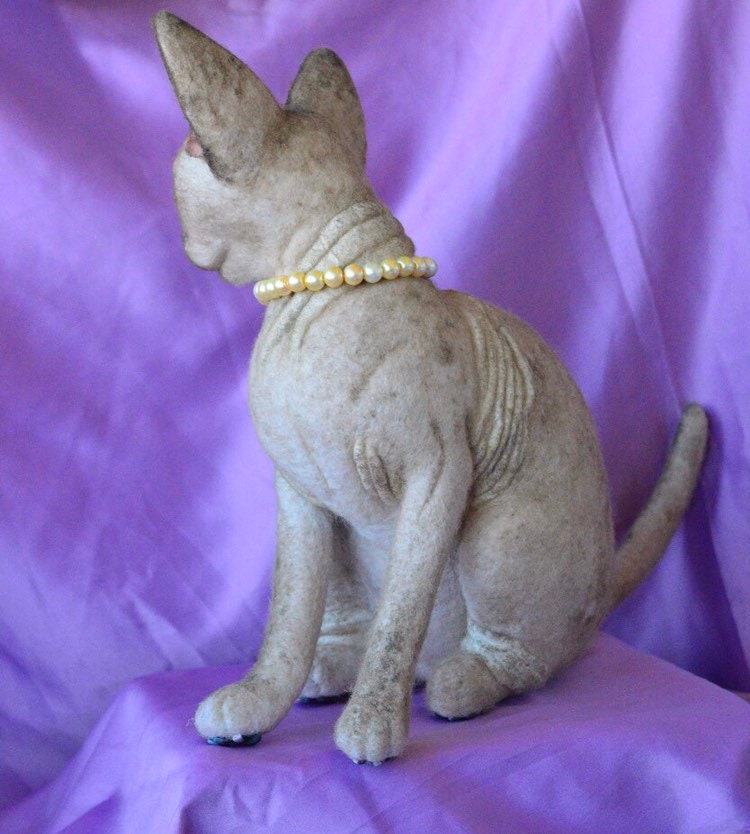 Needle Felted Sphynx cat Sculpture Memory Pet Portrait Wool | Etsy